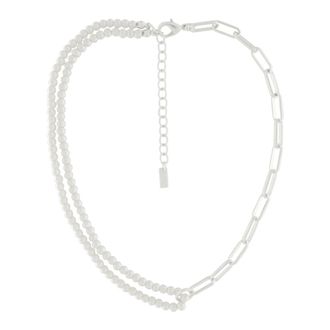 Dansk Copenhagen Audrey Collier Court Double Perle Mix - Femme - Accessoires - Gris - Taille: ONE Size