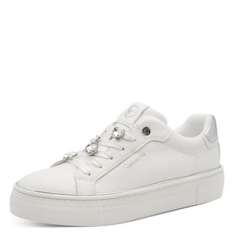 Tamaris Damen Sneaker Low Cut, wei&szlig; (White/Silver),39