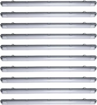 ETC Shop Feuchtraumleuchte led 156 cm neutralwei&szlig; led R&ouml;hre led Werkstatt Deckenleuchte 44 Watt Kellerlampe led, 2x T8 2x22W 2x 2000lm 4000K, h 6,3 cm, 10er