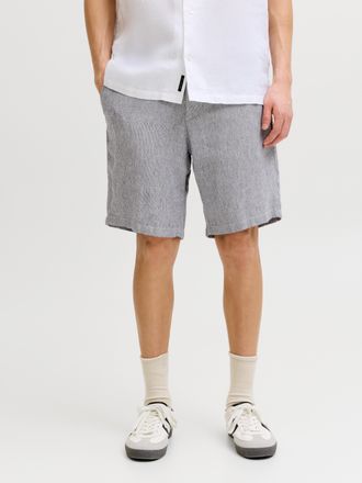 Jack & Jones Chinoshorts JACK & JONES JPSTACE MYKONOS LINEN BLEND SHORTS SRT, Herren, Gr. XXL, N-Gr, blau indigo, Web, Obermaterial: 55% Leinen, 45% Viskose, unifa
