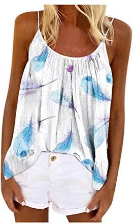 Generic Robe boh&egrave;me &agrave; bretelles pour femme, gilet de plage ample pour femme, chemisier d&eacute;contract&eacute; pour femme, blanc, 3XL