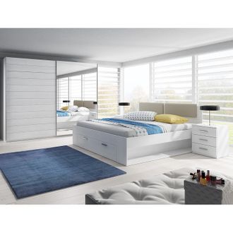 Loftscape home24 Schlafzimmer-Set 4-teilig 180 x 200cm Weiß