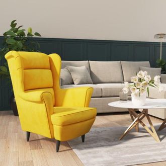 vidaXL Vidaxl - Fauteuil Scandinave, Fauteuil tv Chaise de Salon, Jaune moutarde Velours