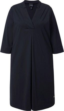 Ulla Popken Midikleid Kleid A-Linie Kelchkragen V-Ausschnitt 3/4-Arm