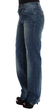 Ermanno Scervino Womens Blue Wash Cotton Blend Slim Fit Jeans Clothing