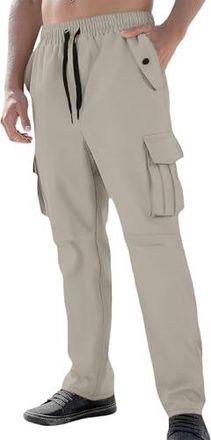 Generic Pantalon cargo &agrave; coupe droite pour homme avec poches utilitaires pour un usage quotidien et les voyages avec cordon de serrage &agrave; la taille, pantalon d