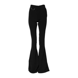Dsquared2 Schwarze Ausgestellte Polyesterhose mit Rei&szlig;verschluss - - Trousers - Damen - Schwarzk - XS
