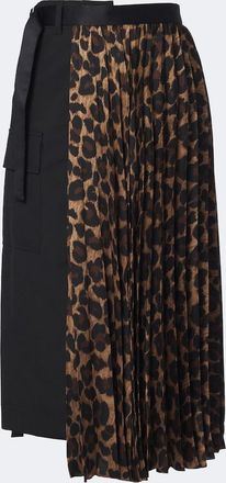 sacai Jupe midi &agrave; motif l&eacute;opard