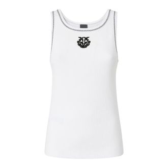 Pinko Pinko, Femme, Tops, Blanc, Taille: 40 FR Bitetto Ribbed Tank
