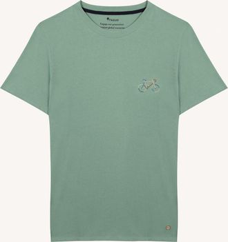 Faguo T-shirt vert clair broderie vélo multicolore coton - ARCY