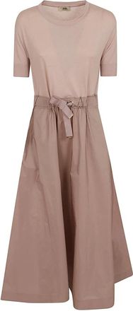 Herno Femme, Robes, Beige, Taille: 34 FR Robe en maille &agrave; effet glamour et taffetas techno