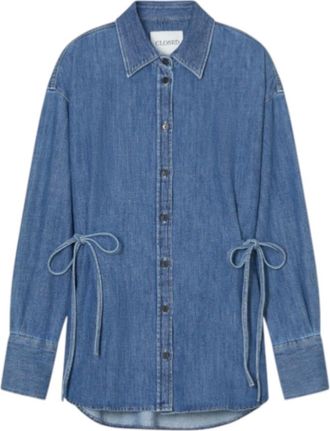 Closed Femme, Blouses et Chemises, Bleu, Taille: 38 FR Blouse en denim &agrave; nouer &agrave; la taille
