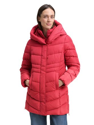 Tom Tailor Damen Puffer-Mantel im 2-in-1-Look, 28124-Dried Pomegranate, S