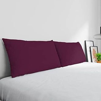 Italian Bed Linen Paar Kissenbez&uuml;ge Max Color 100% Baumwolle, Made in Italy, Gr&ouml;&szlig;e Kissenbezug 50 x 80 cm mit Innenklappe, einfarbig - Pflaume