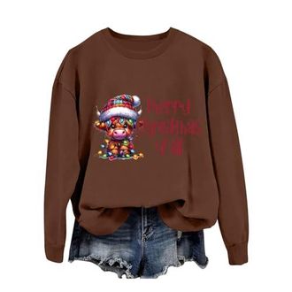 Generic Sweat Noel Femme Grande Taille Sweat-Shirt FéMinin sans Capuche Motif Western De NoëL pour Un Style De Vacances Tendance Et Confortable