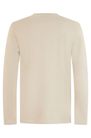HUGO BOSS Mens Long Sleeve Cotton T-Shirt Light Beige T-Shirts And Polos