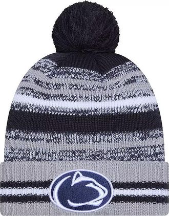 New Era Penn State Nittany Lions Onfield Sportm&uuml;tze mit B&uuml;ndchen, gestreift, College-Strickm&uuml;tze mit Bommel - NCAA Cheer Cuff Strickm&uuml;tze