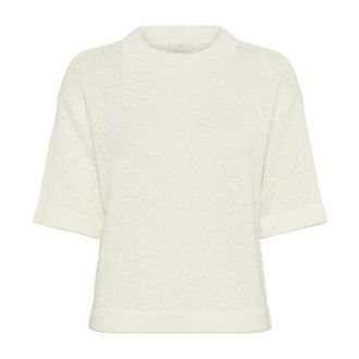 Kaffe Femme, Pulls, Blanc, Taille: 42 FR Pull Tricot Simple en Craie