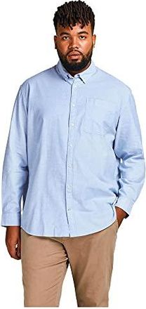 Jack & Jones Chemise Unie Grande Taille à Manches Longues pour Hommes de, Couleurs:Bleu, Taille:6XL