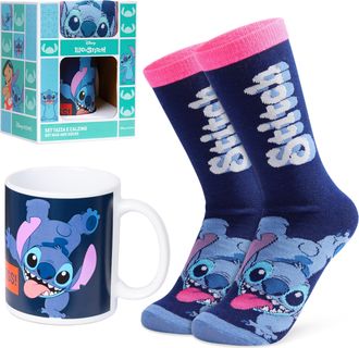 Disney Stitch Tassen-Geschenkset, Kuschelige Damen Socken & Keramik Tasse, Geschenke für Frauen & Teenagers (Marine)