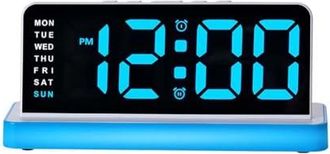 Generic R&eacute;veil LED avec fonction veilleuse et mise &agrave; jour automatique de la date pour une performance quotidienne pratique et constante (bleu)