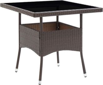 vidaXL Vidaxl - Table de salle &agrave; manger de jardin Marron R&eacute;sine tress&eacute;e
