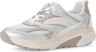 Gabor Damen Low-Top Sneaker, Frauen Halbschuhe,schnürschuhe,schnürer,straßenschuhe,Strassenschuhe,Sportschuhe,Weiss/Silber/Puder,37.5 EU / 4.5 UK