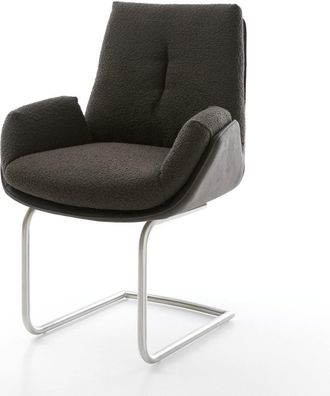 DELIFE Freischwinger Clea-Flex Materialmix Schwarz Freischwinger rund Edelstahl, Esszimmerstühle