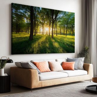 Generic Leinwand Bilder Wandbilder Wohnzimmer, Badezimmer Bilder 160x80 cm Nat&uuml;rliches Sonnenlicht Wald Landschaft Vlies Leinwand Gem&auml;lde Wandgem&auml;lde Zimmer D