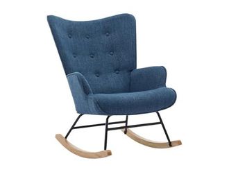 Vente-Unique Fauteuil scandinave - Fauteuil à Bascule en Tissu chiné Bleu ELMINA II