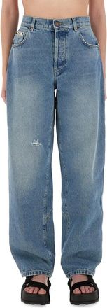 Moschino Wide Leg Cotton Denim Jeans - Blue