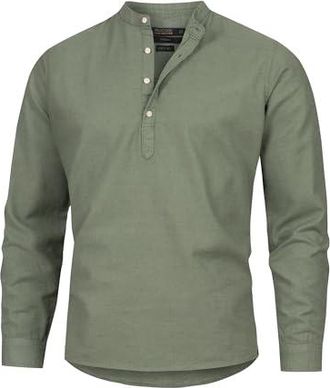Indicode Hommes Waylon Shirt | Chemise en mélange Lin-Coton Agave Green S