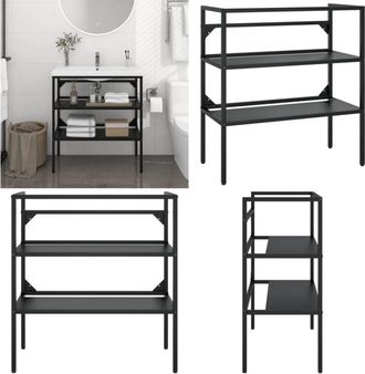 vidaXL Badezimmer Waschtischgestell Schwarz 79x38x83 cm Eisen - Badezimmerm&ouml;bel - Waschtischgestell - Eisenregal - Unterw&auml;scheaufbewahrung - Schwarze M&ouml;bel