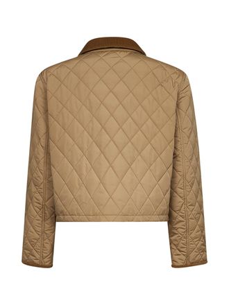 Burberry Womens Cropped Jacket Quilted Nylon Beige Polyamide Bomber