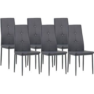 Albatros-Moebel Esszimmerst&uuml;hle diamond 6er Set, Grau - Edler Diamant-Look, Polsterstuhl mit Kunstleder-Bezug, Modernes Stilvolles Design am Esstisch K&uuml;chenstuhl