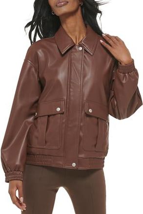 Levi's Womens Faux Leather Lightweight Dad Bomber Jacket Cuir synth&eacute;tique, Marron Chocolat, XL Femme
