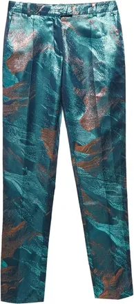 Maje pantalon m&eacute;tallis&eacute; &agrave; imprim&eacute; Swirl - Bleu