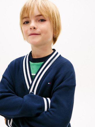 Tommy Hilfiger Strickjacke VARSITY RIB V-NECK CARDIGAN Kinder bis 16 Jahre, regular fit