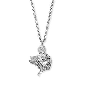 Engelsrufer Collier pour femme en argent sterling avec pendentif en forme de coeur rhodié - Fermoir mousqueton - Réglable en trois longueurs - Sans nickel, 42 cm,