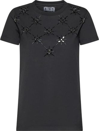 John Richmond Femme, Tops, Noir, Taille: 36 FR T-shirt avec application d&eacute;corative