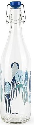 Excelsa Squid Wasserflasche, 1 Liter, Glas, mit Dichtung