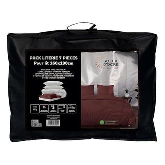 Soleil d'Ocre Ensemble Couette et Parure 7 Pièces Boheme Brique pour lit en 160x200 cm