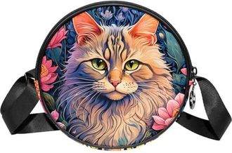Generic Sac &agrave; bandouli&egrave;re rond pour femme, petit sac &agrave; bandouli&egrave;re avec fermeture &eacute;clair, bretelles r&eacute;glables, sac &agrave; main rond d&eacute;contract&eacute; pour femmes et fill