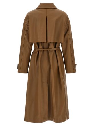 Fendi Womens Brown Lamb Leather Coat Clothing
