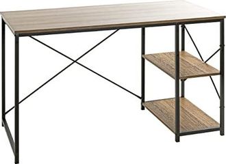 Haku Möbel Schreibtisch Eiche, schwarz, Metall, Spanplatte - Maße: B 120 cm x H 74 cm x T 60 cm, Style: Modern