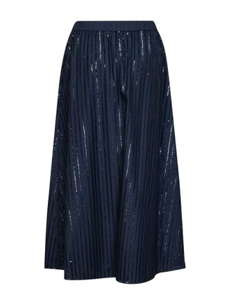 Max Mara Womens Midi Skirt With Blue Sequins Cotton