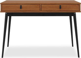 IDIMEX Bureau wanda avec 2 tiroirs, en pin massif - Coloris châtaignier et noir