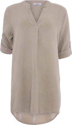 Zwillingsherz Musselin Longbluse aus 100% Baumwolle mit V-Ausschnitt - Hochwertige Tunika für Damen Frauen Mädchen Freizeitkleid Strandkleid - Locker luftig perfekt