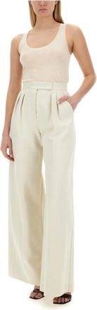 Max Mara Femme, Pantalons, Blanc, Taille: 40 FR Pantalon Large Pliss&eacute;