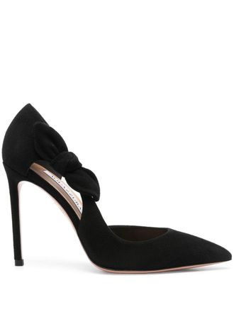 Aquazzura Very Bow Tie Pumps aus Wildleder 105mm - Schwarz